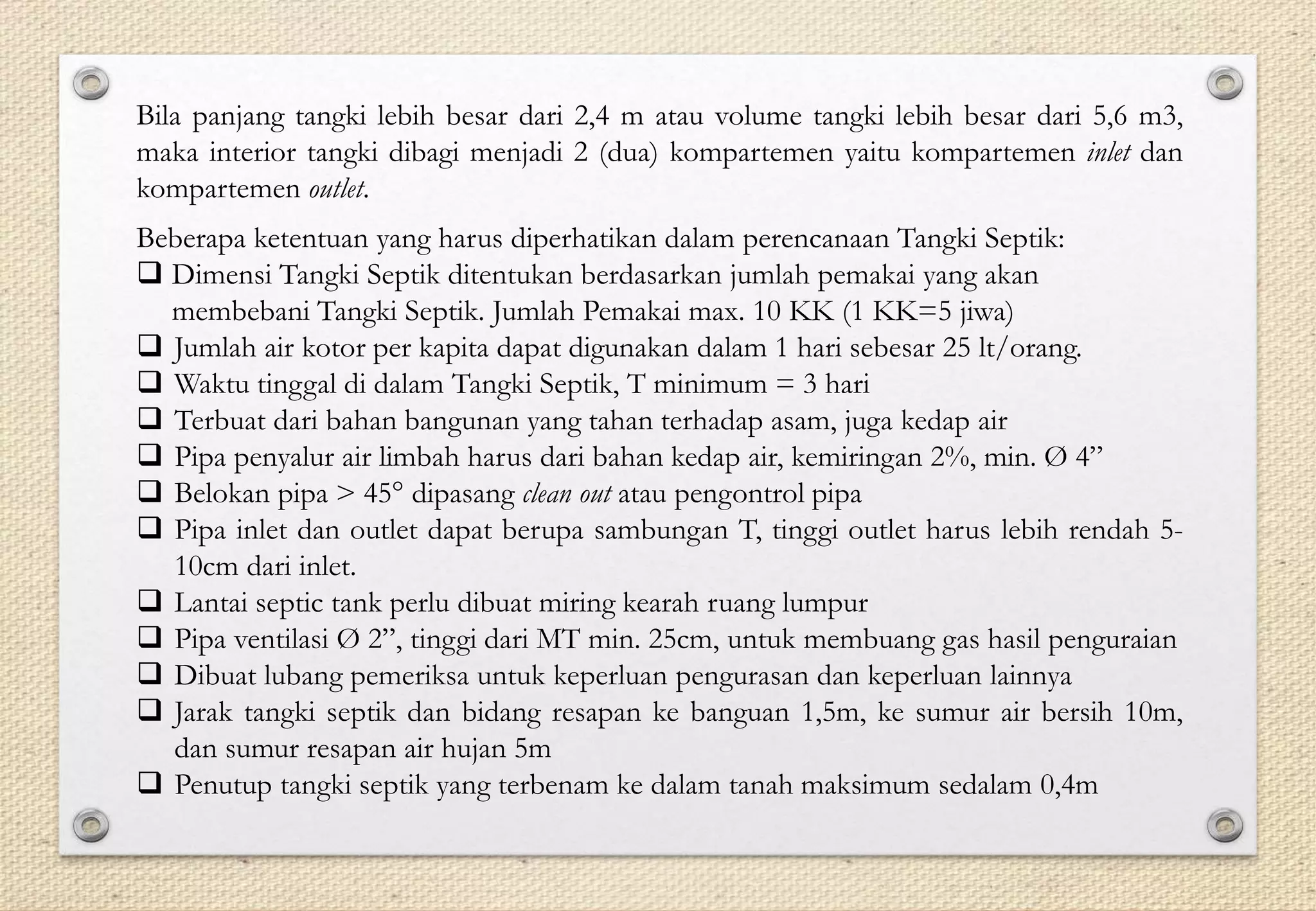 Tangki septik sistem terpisah dengan bidang peresapan | PPTX
