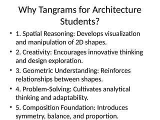 Tangram_Benefits_and_Exercises_123456789 | PPTX