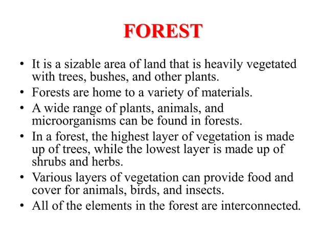 CLASS 7 PPT SCIENCE : FOREST OUR LIFE LINE CBSE | PPTX | Indoor ...