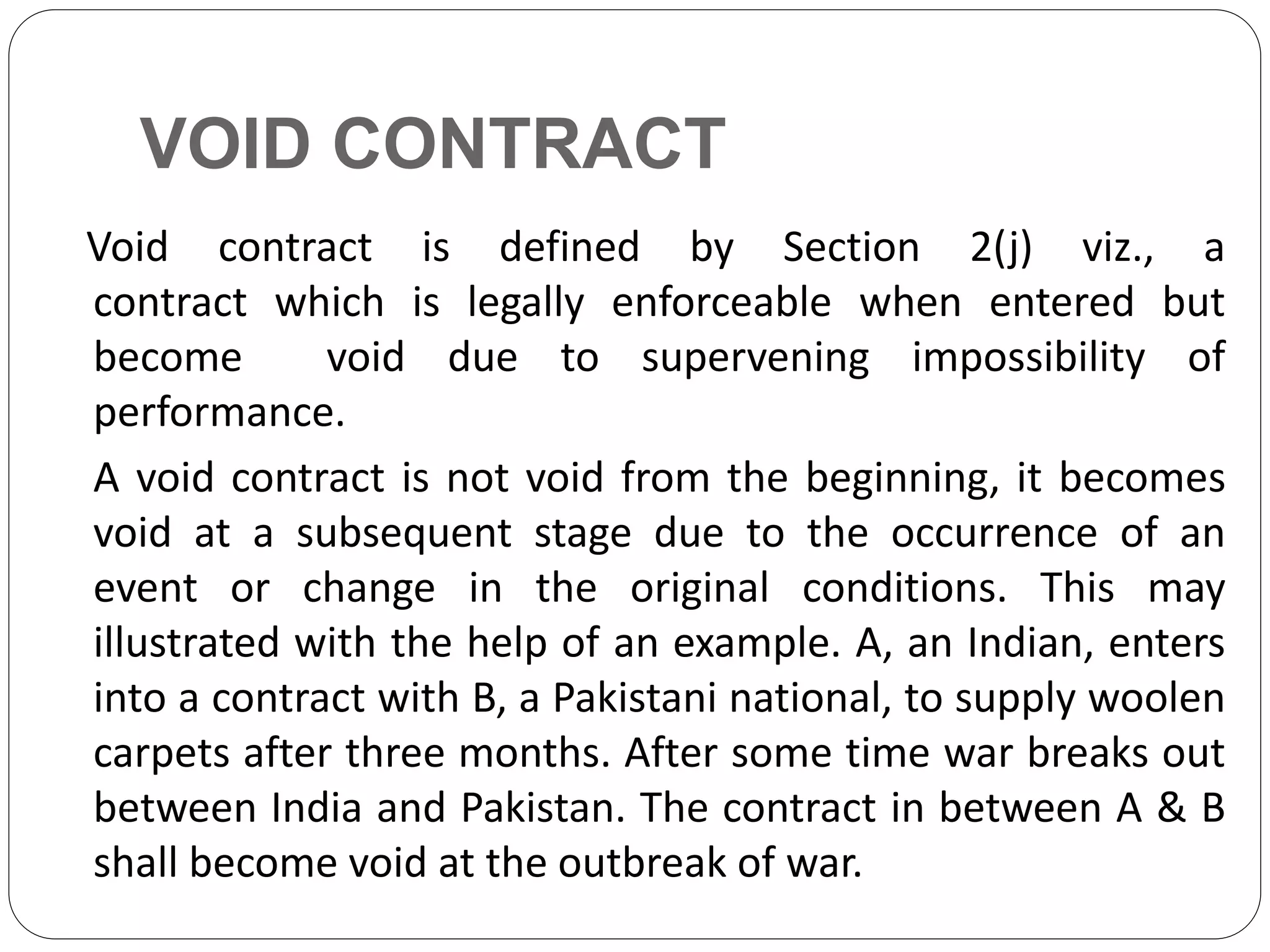 difference between void contracts and void agreement | PPT
