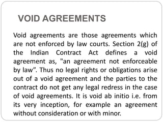 difference between void contracts and void agreement | PPTX