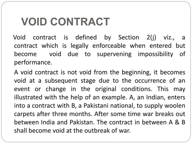 difference between void contracts and void agreement | PPTX