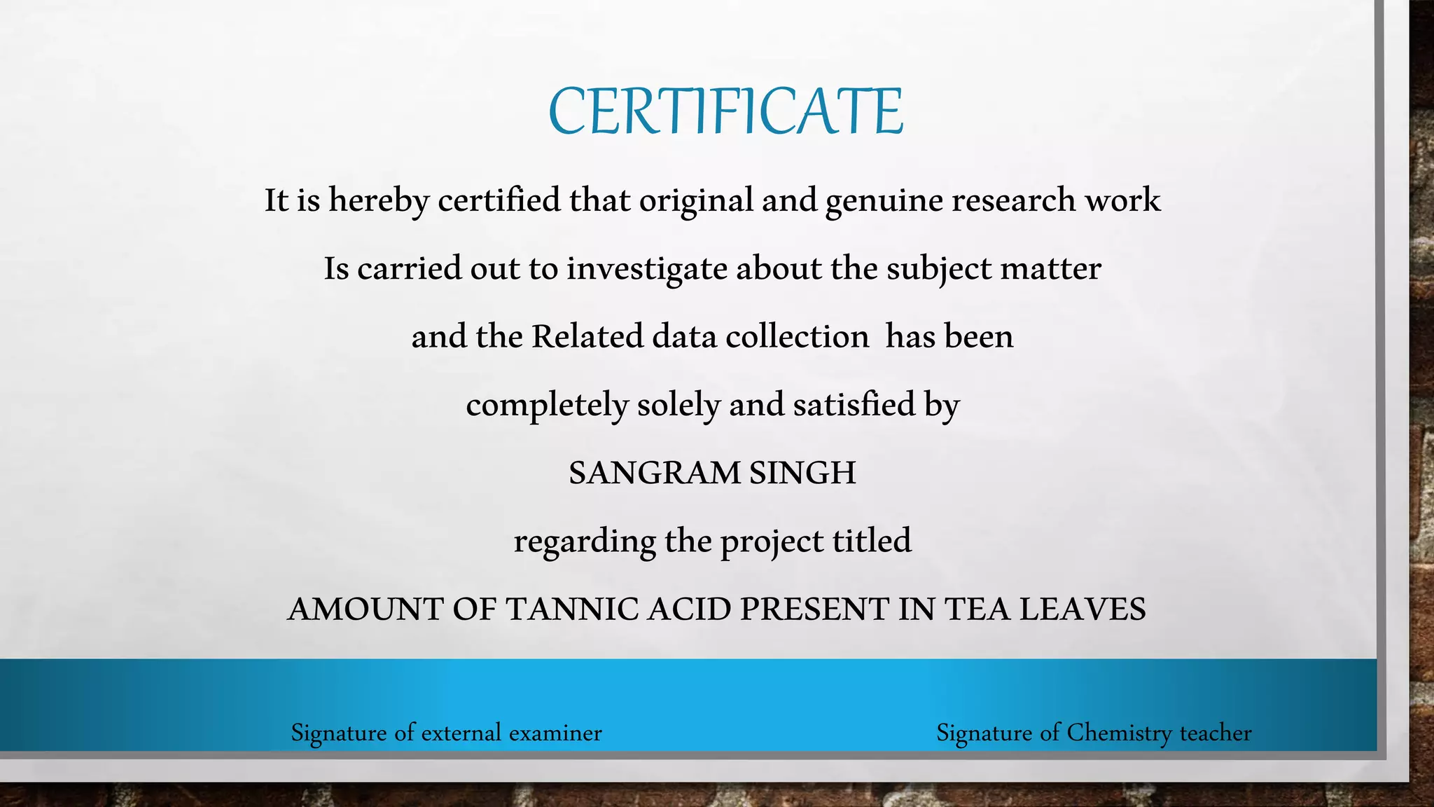 TANNIC ACID IN TEA | PPTX