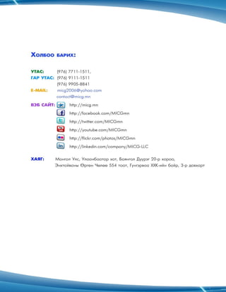 Маркетингийн судалгаа бизнес төлөвлөгөө MICG танилцуулга | PDF