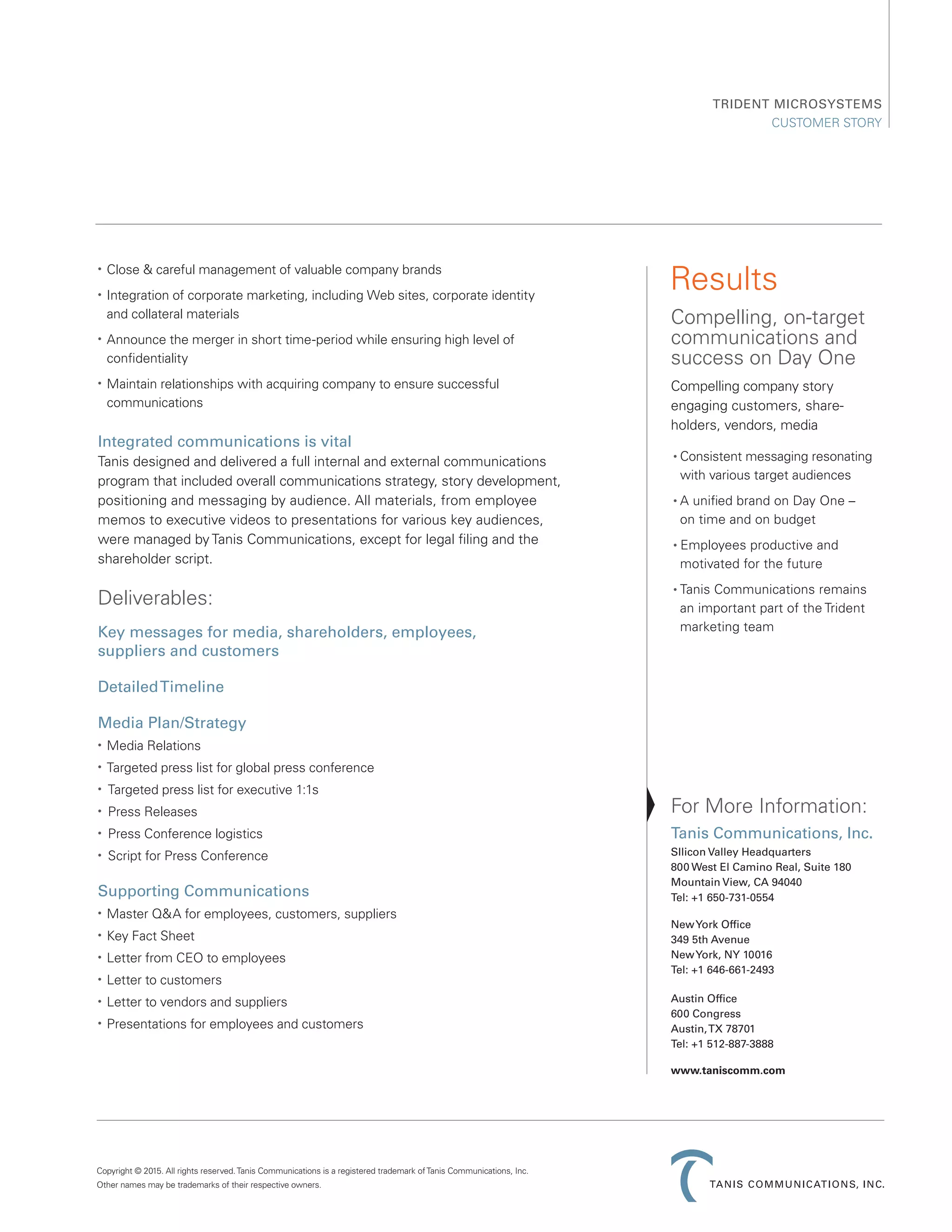 Case Study: Strategic M&A Communications for a Major Transaction | PDF