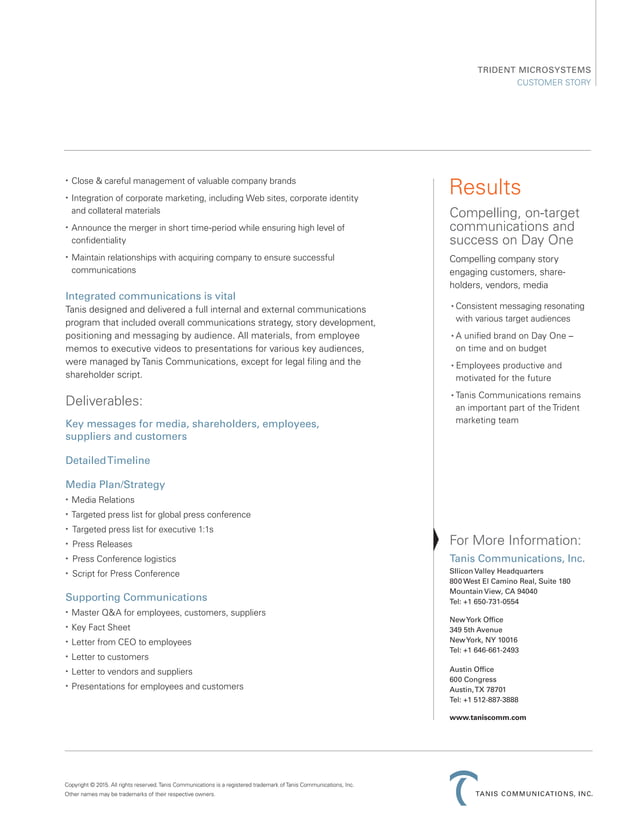 Case Study: Strategic M&A Communications for a Major Transaction | PDF