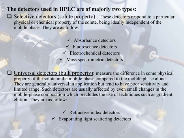 Detectors used in HPLC | PPTX | Chemistry | Science