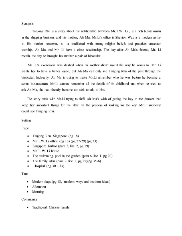 Tanjong rhu synopsis | DOCX