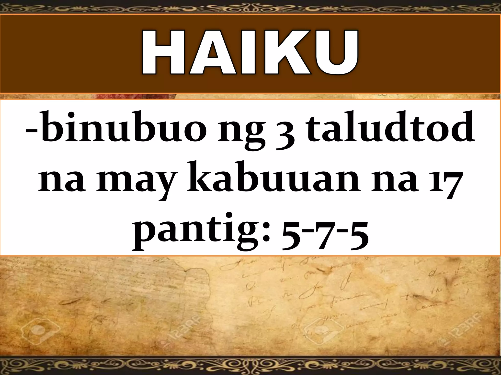 Tanka, Haiku, Tanaga at Diona | PDF