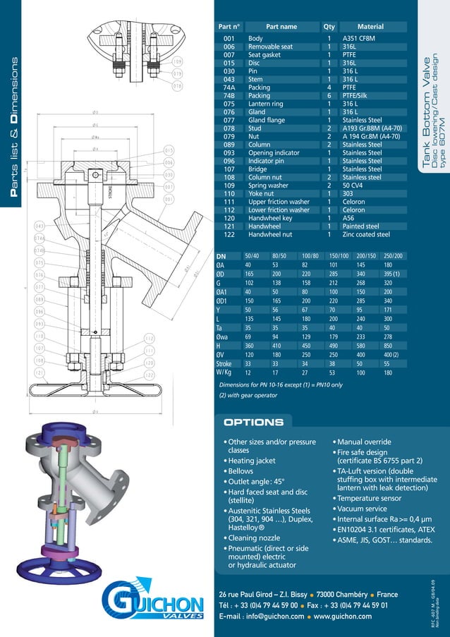 Tank bottom valve disc lowering-custom made valve-607m-guichon valves | PDF