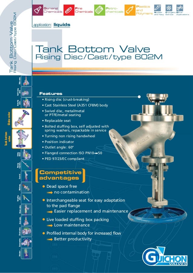 Tank bottom valve rising disc-engineered valve-602m-Guichon Valves