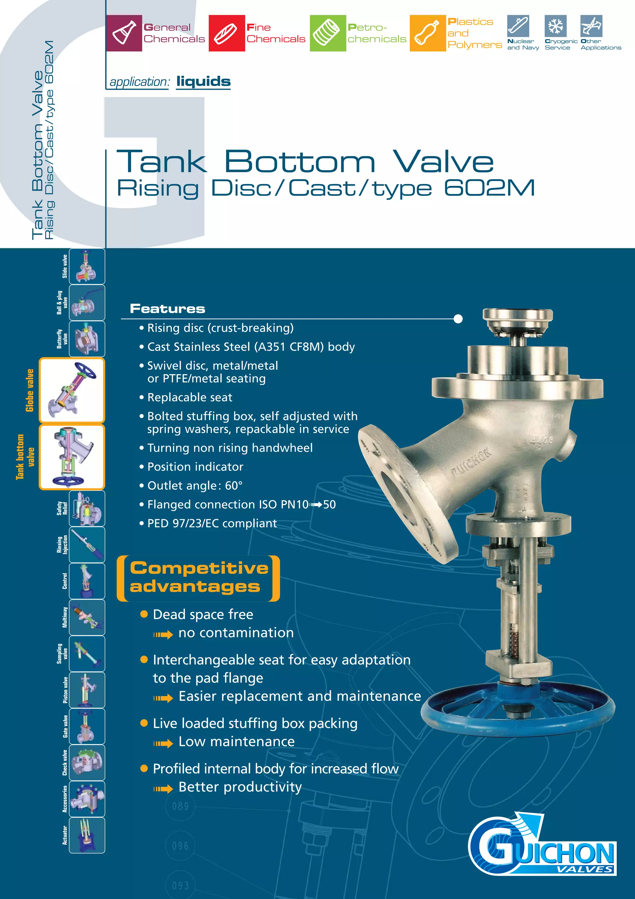 Tank bottom valve rising disc-engineered valve-602 m-guichon valves | PDF