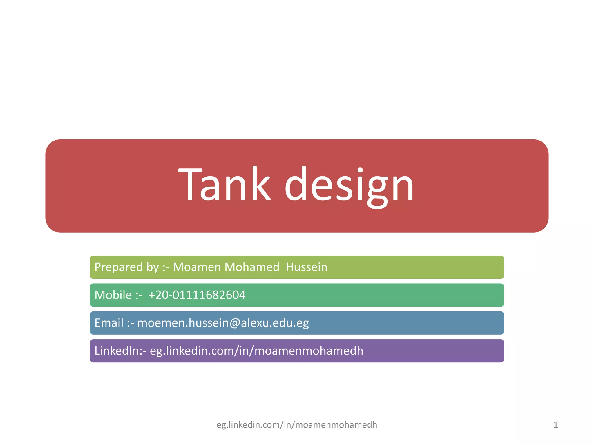 Tank design - powerpoint slides | PDF