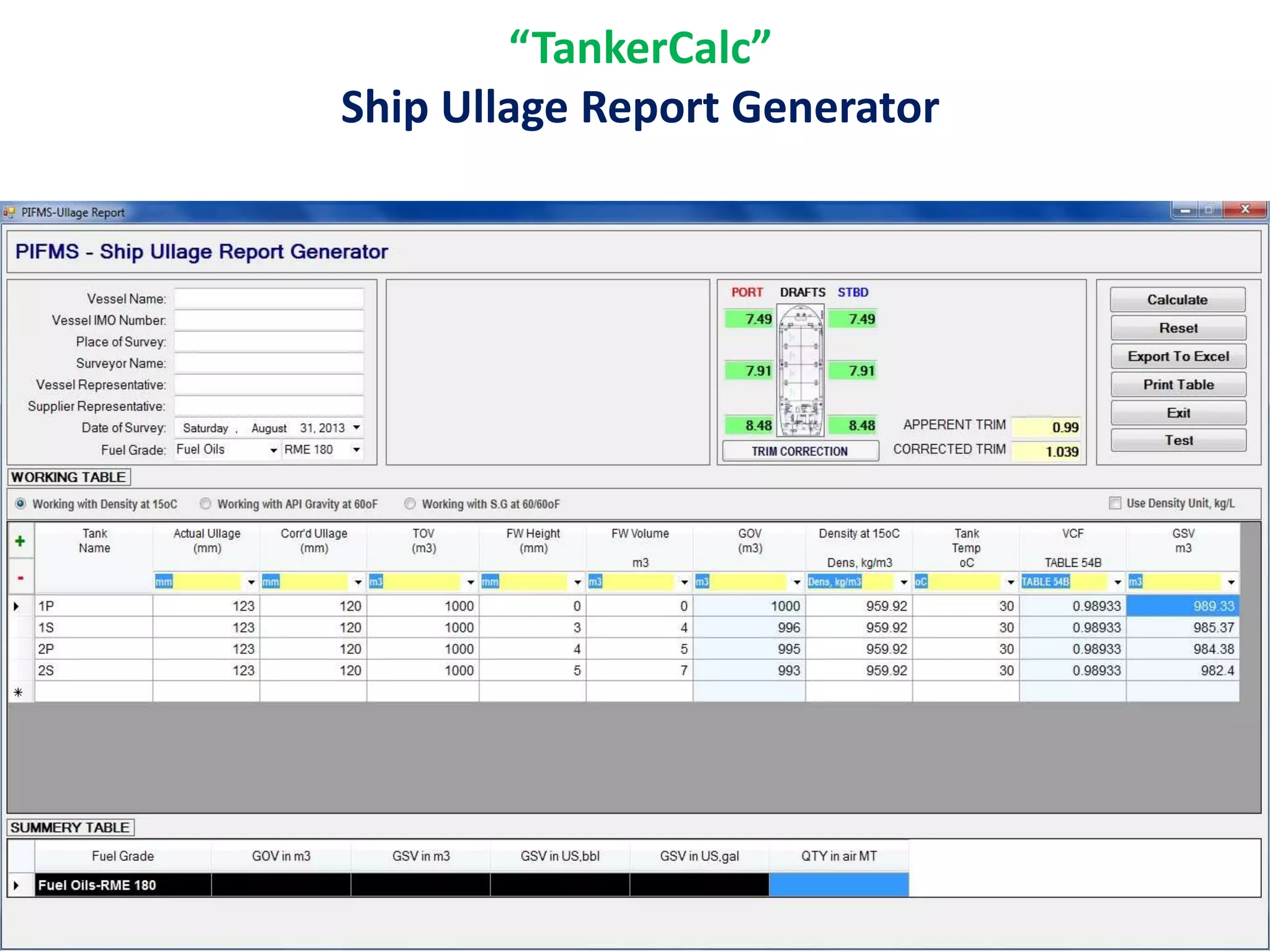 TankerCalc for Bunker Surveyors | PPSX