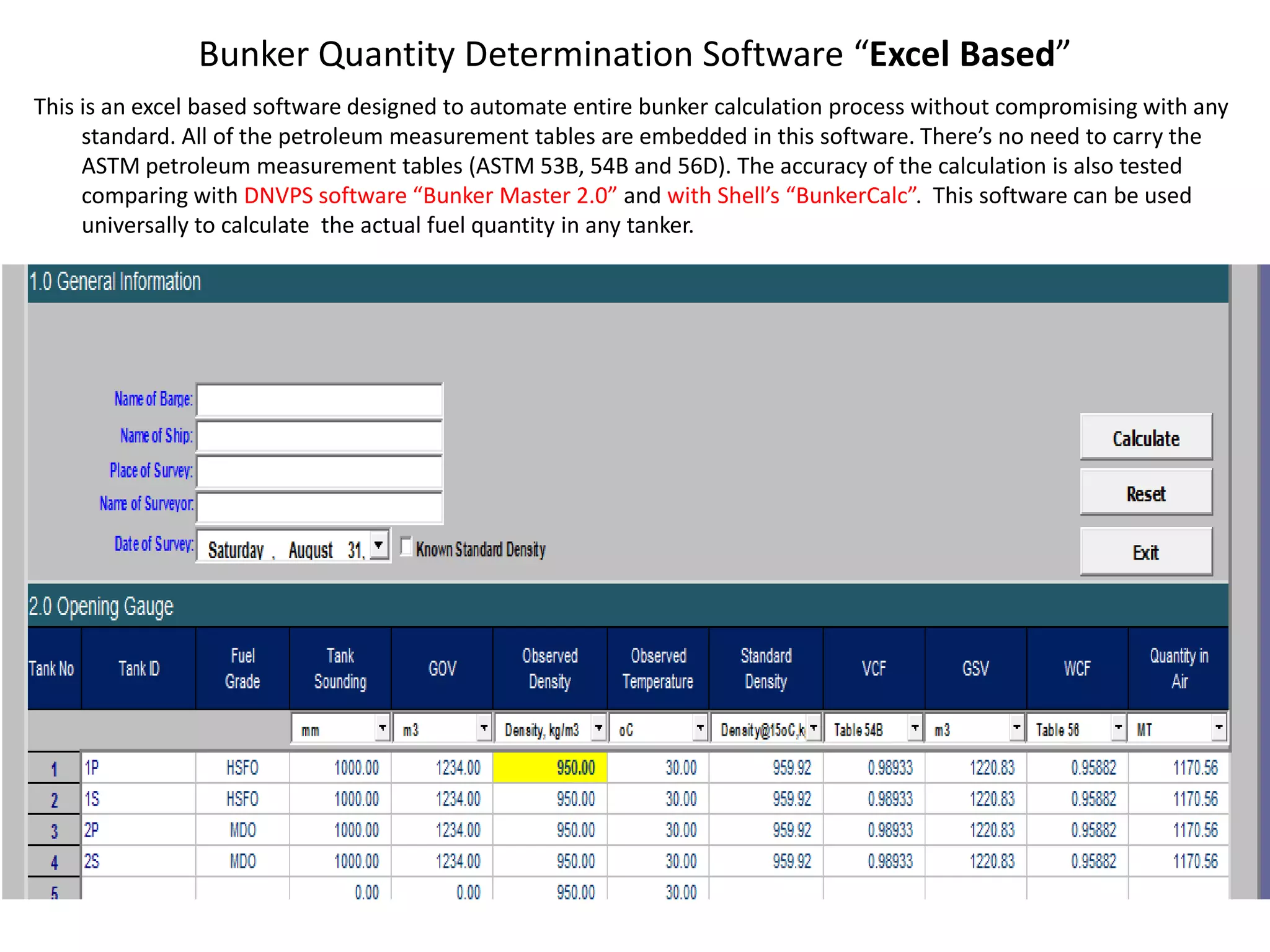 TankerCalc for Bunker Surveyors | PPSX