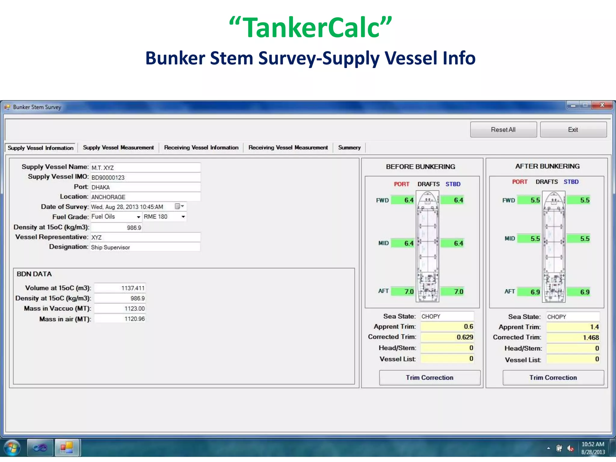 TankerCalc for Bunker Surveyors | PPSX