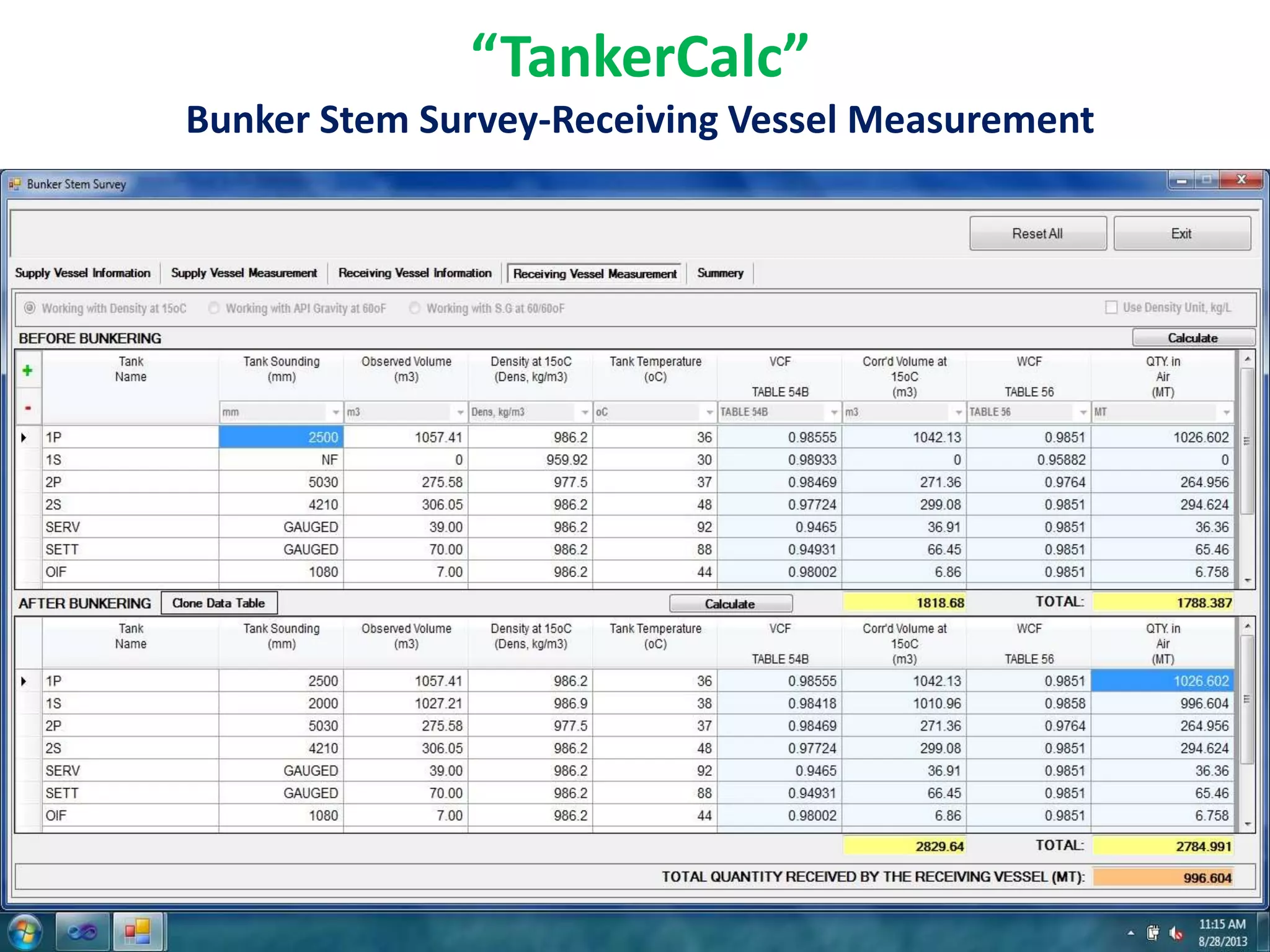 TankerCalc for Bunker Surveyors | PPSX