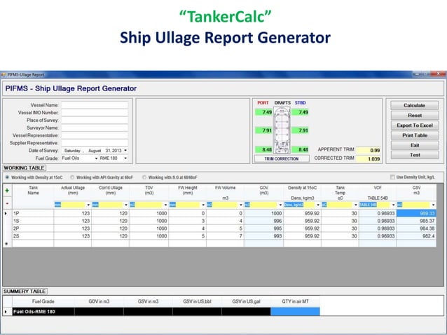 TankerCalc for Bunker Surveyors | PPSX