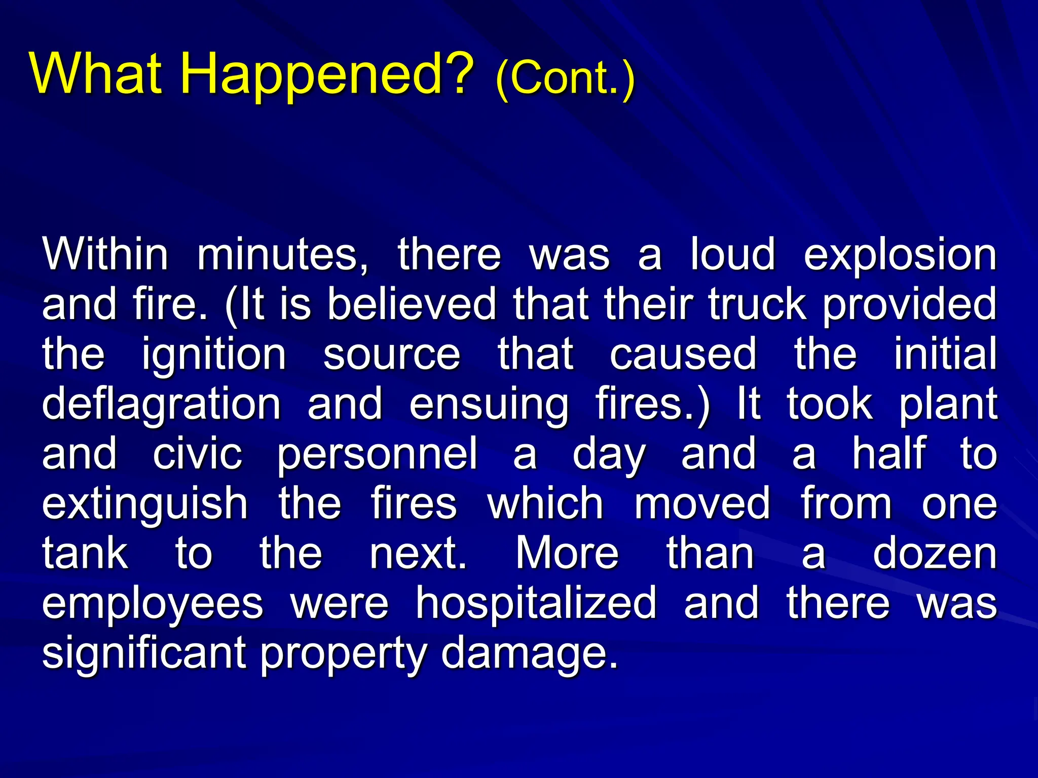 FIre in the Tank Farm due to spark from vehicle | PPT