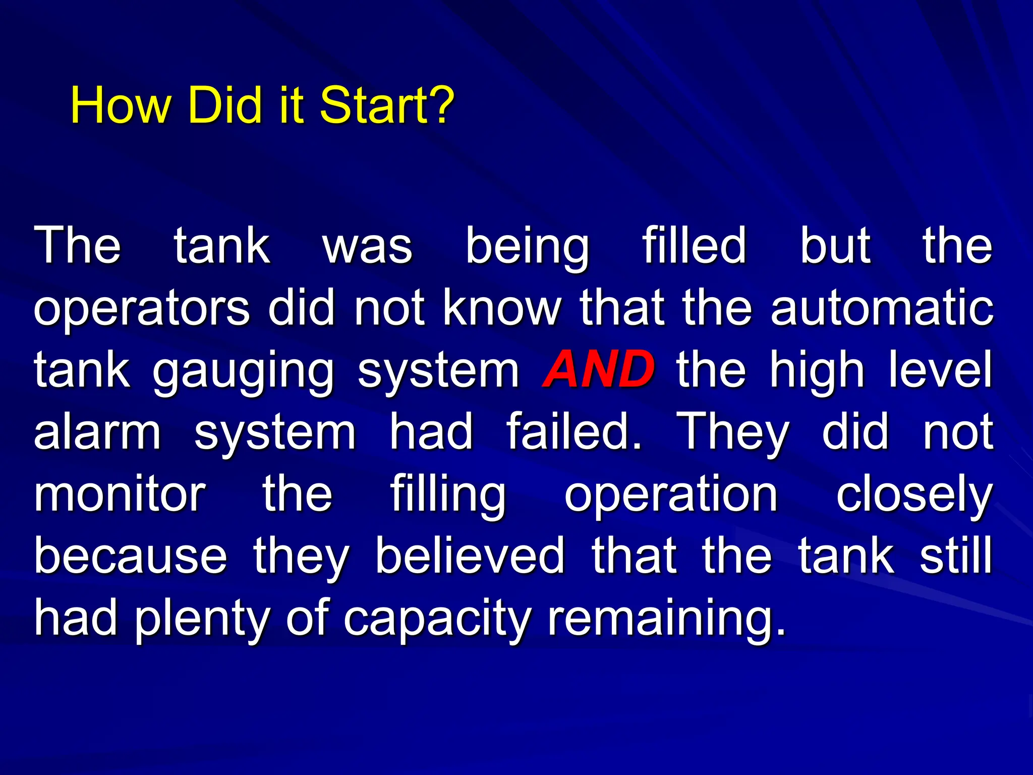 FIre in the Tank Farm due to spark from vehicle | PPT
