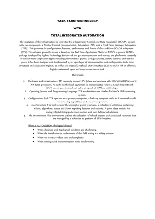 Tank farm technology | DOCX | Computing | Technology & Computing