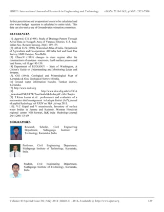 Tank information system of kunigal taluk tumkur district, karanataka ...