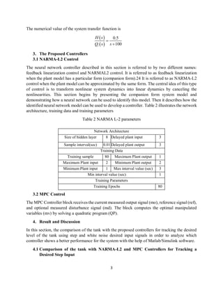 Tank liquid level control using narma l2 and mpc controllers | PDF