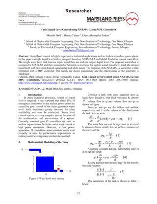Tank liquid level control using narma l2 and mpc controllers | PDF