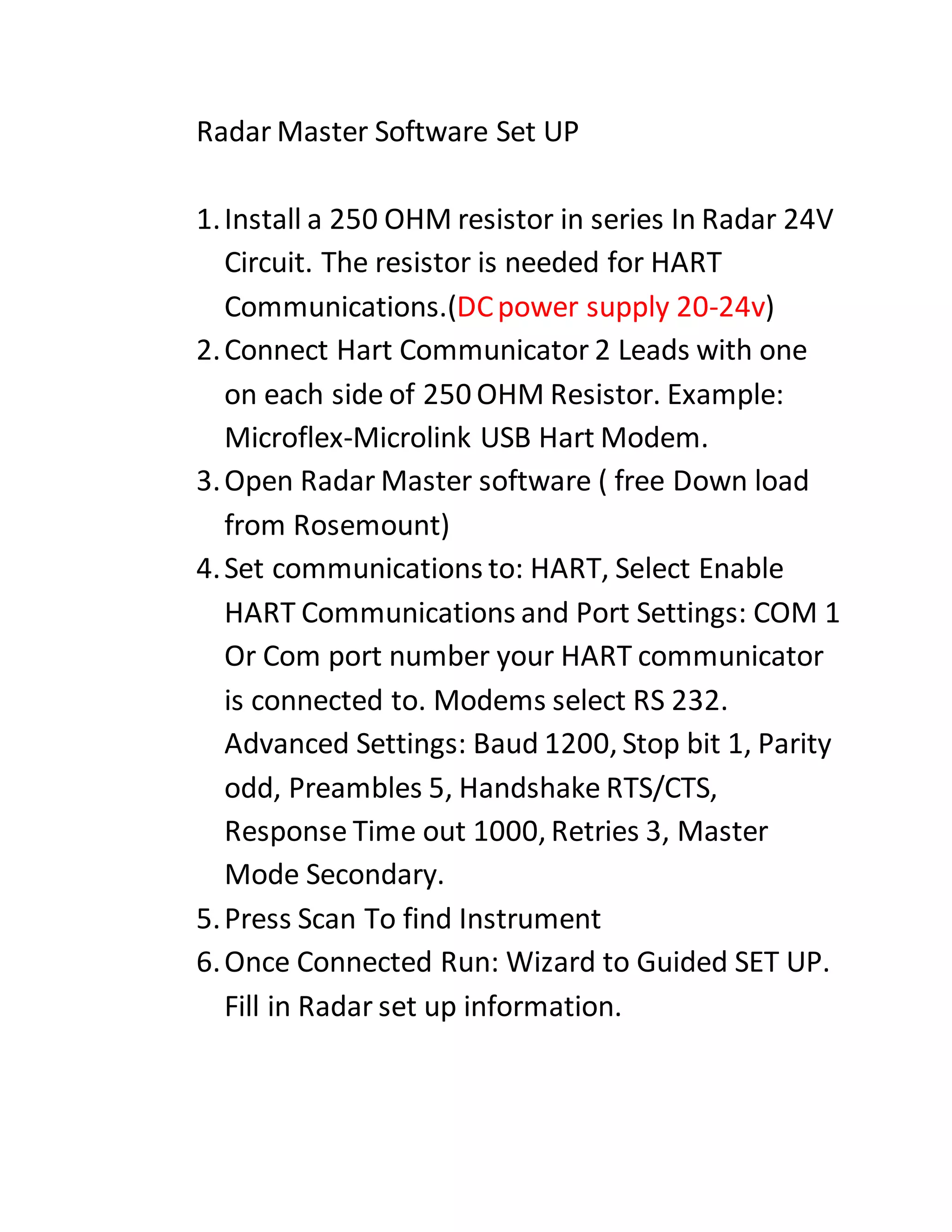 Tank radar set up | DOCX