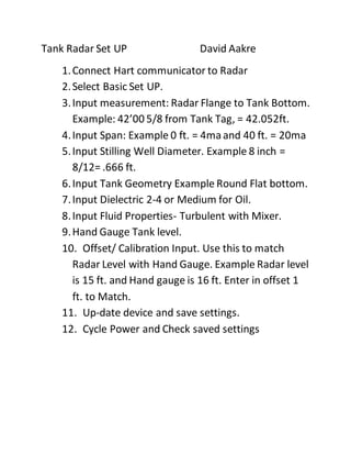 Tank radar set up | DOCX