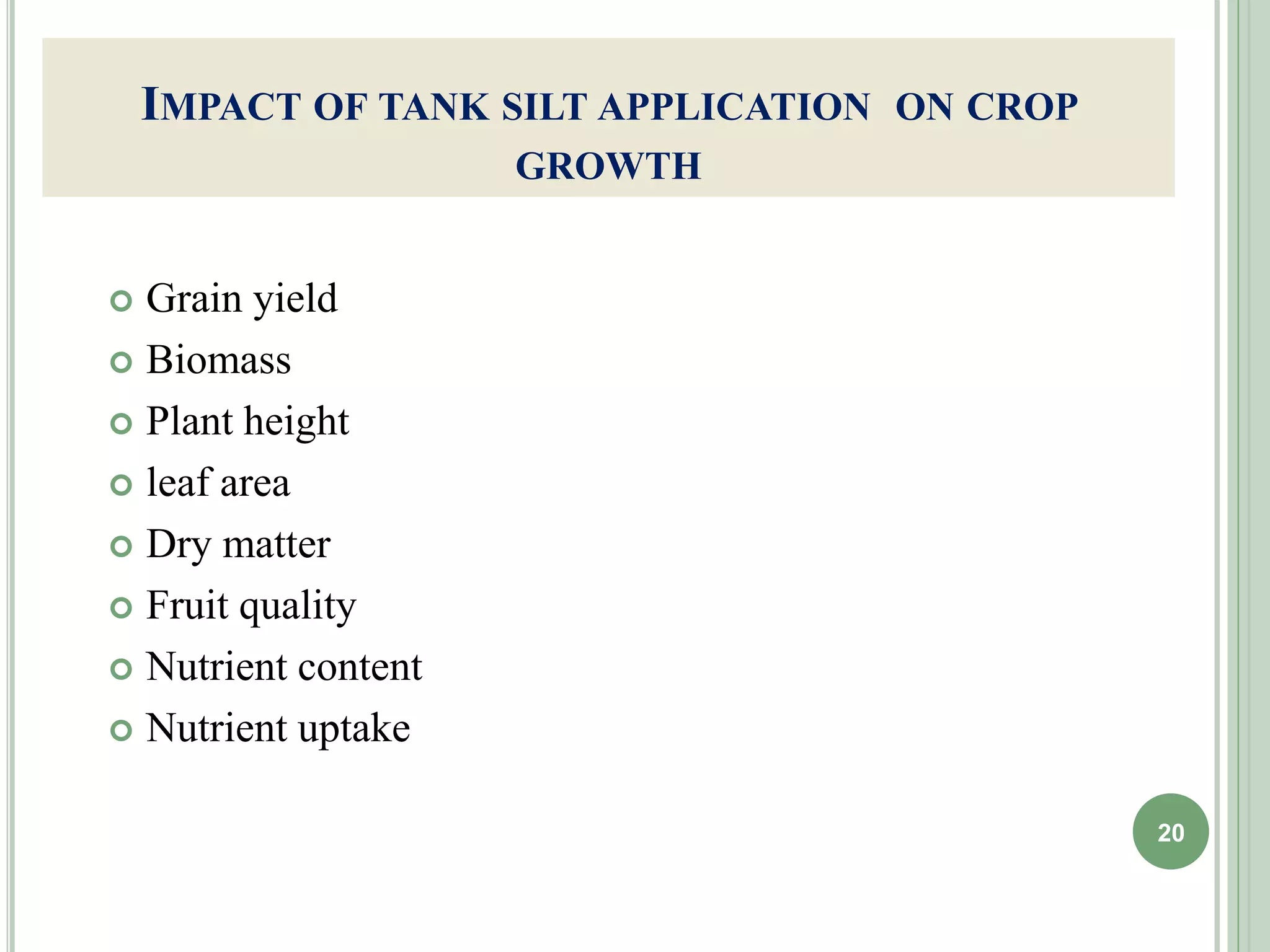 Use of tank silt in Agricultural lands | PPT