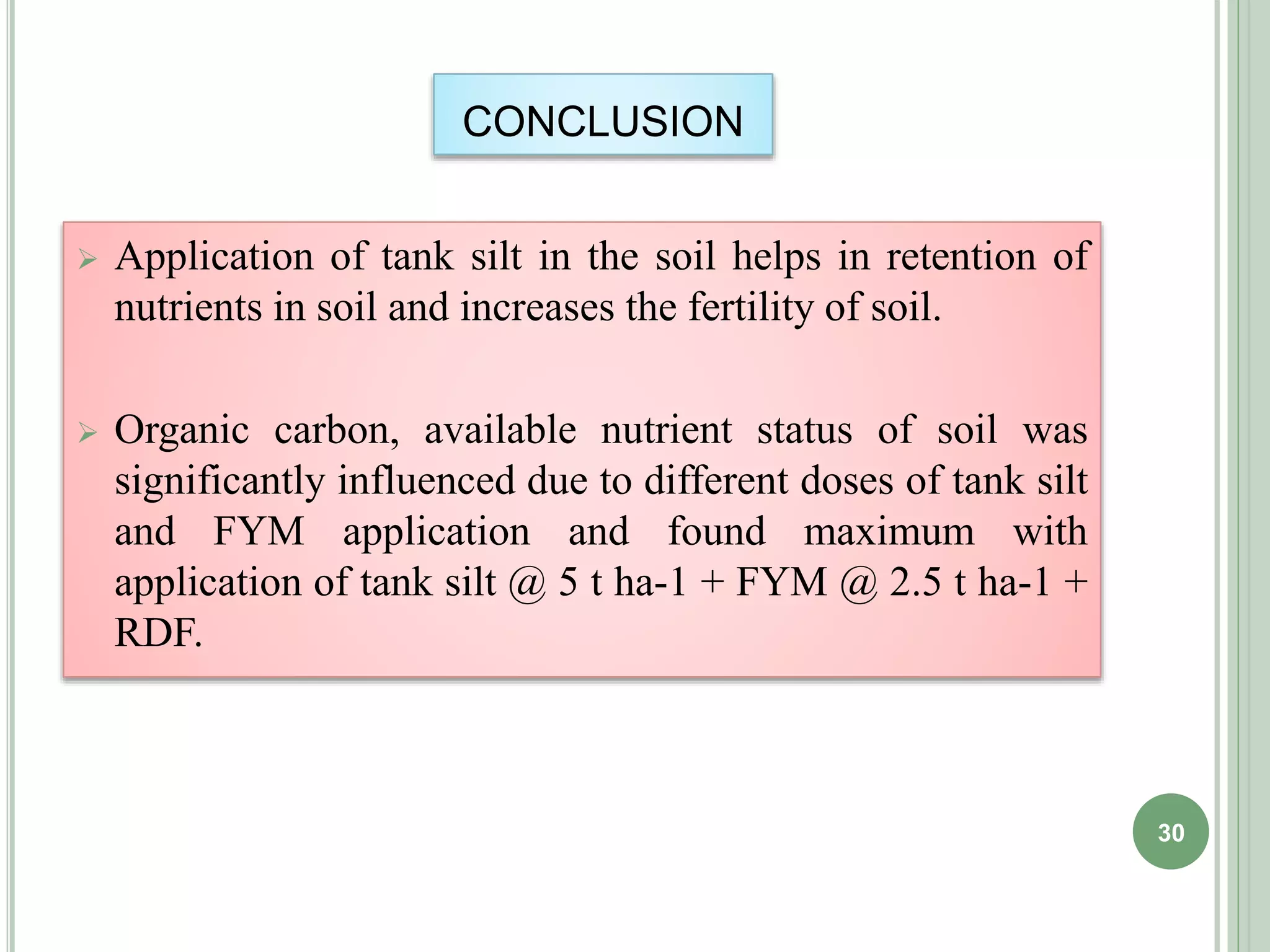 Use of tank silt in Agricultural lands | PPT