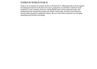 Tanks of world war ii | PDF