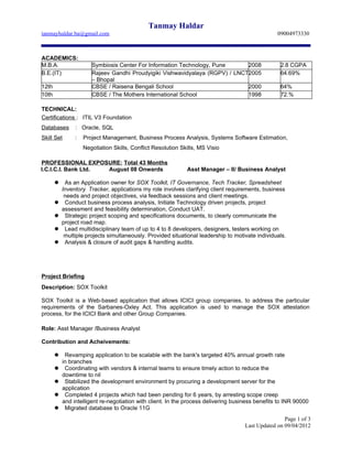 Tanmay Haldar Resume | DOC | Computer Software and Applications | Computing