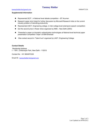 Tanmay Haldar Resume | PDF