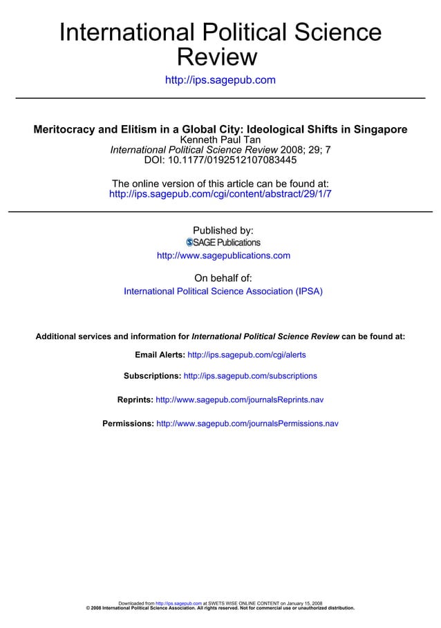 Meritocracy and Elitism in a Global City: Ideological Shifts in ...