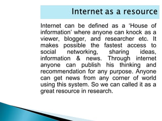 Internet as a resource | PPT