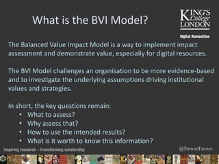 Developing the Balanced Value Impact Model to assess the impact of ...