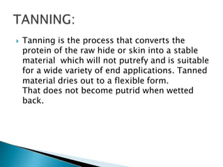 tannery industry operation, process and treatment | PPTX