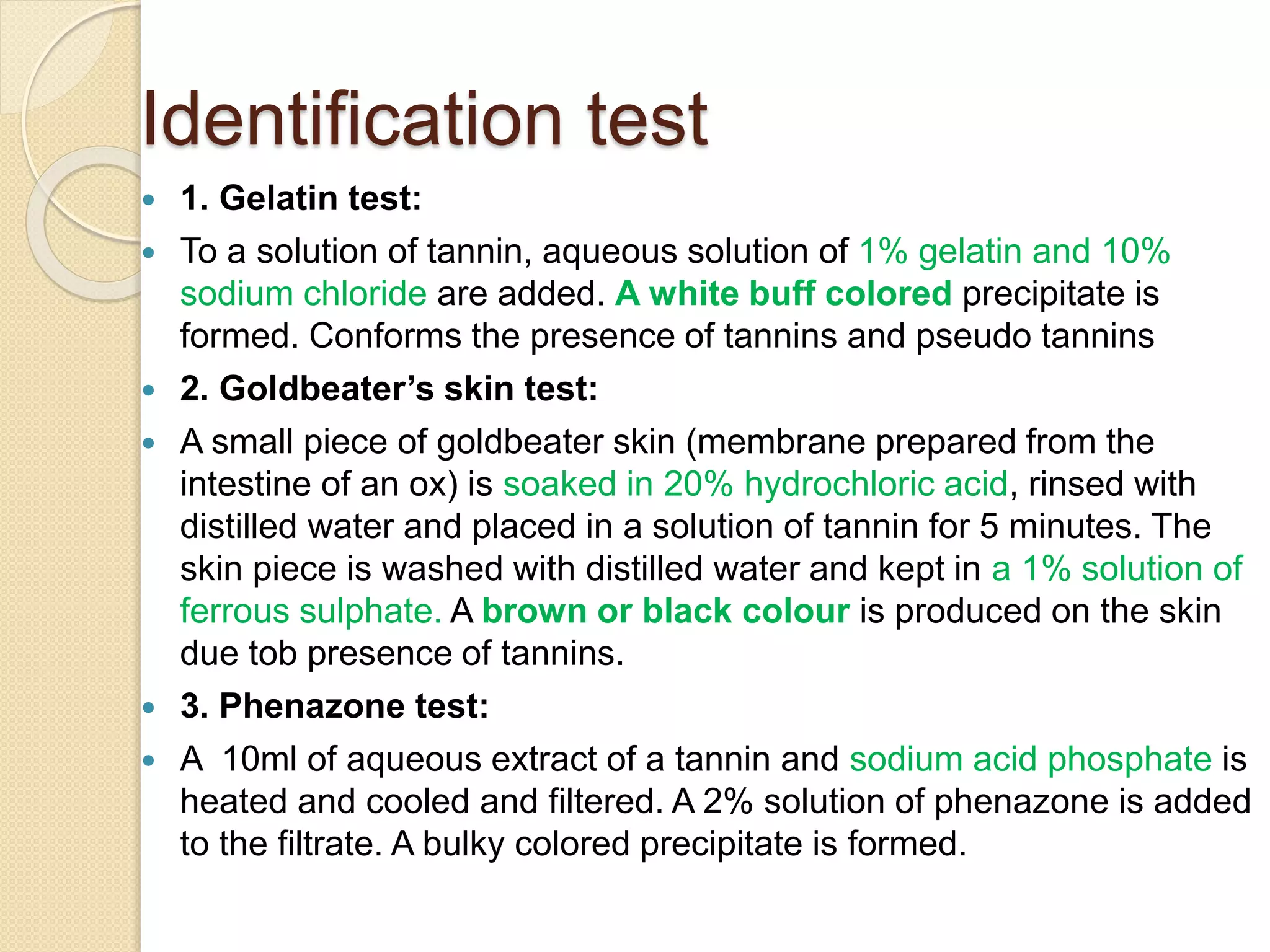 Tannins | PPTX | Chemistry | Science
