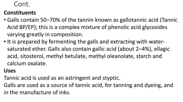 Tannins.pptx Chemical test, Constituents and Sources | PPTX