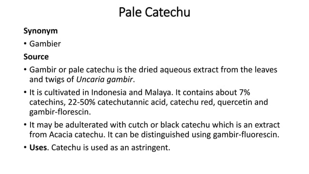 Tannins.pptx Chemical test, Constituents and Sources | PPTX