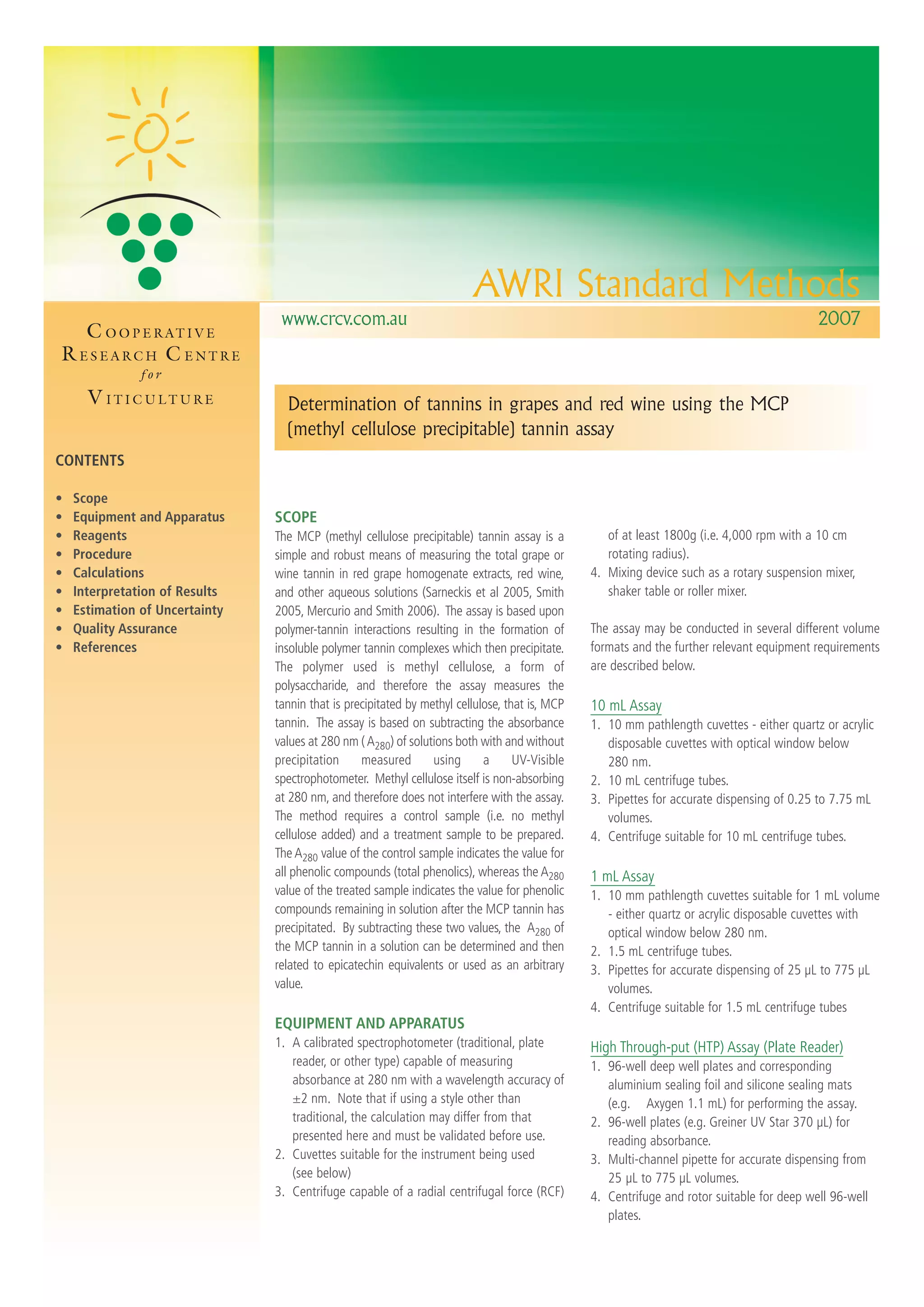 Tannins in red grapes and wine (method for analysis) | PDF