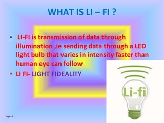 ppt on LIFI TECHNOLOGY | PPTX