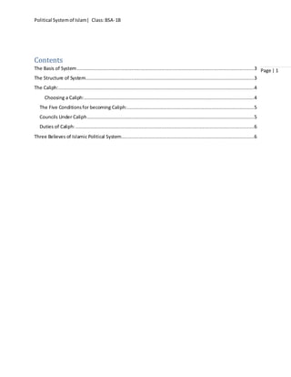 Political System of Islam(BSA-19) IBA Sukkur | PDF