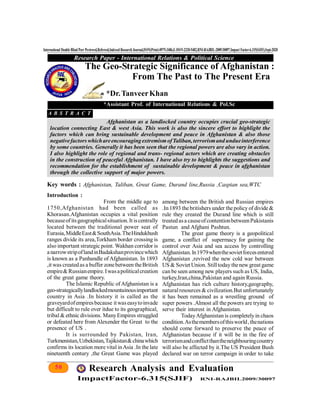The Geo-Strategic Significance of Afghanistan : From The Past to The ...