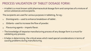 validation of tablet and capsule formulation8 | PPTX