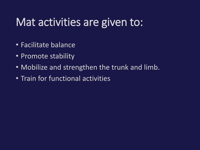 MAT ACTIVITIES | PPTX | Physical Therapy | Wellness