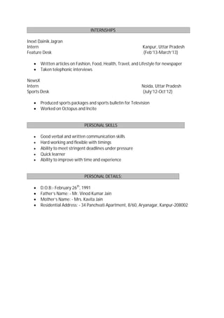 Tanvi jain cv | PDF