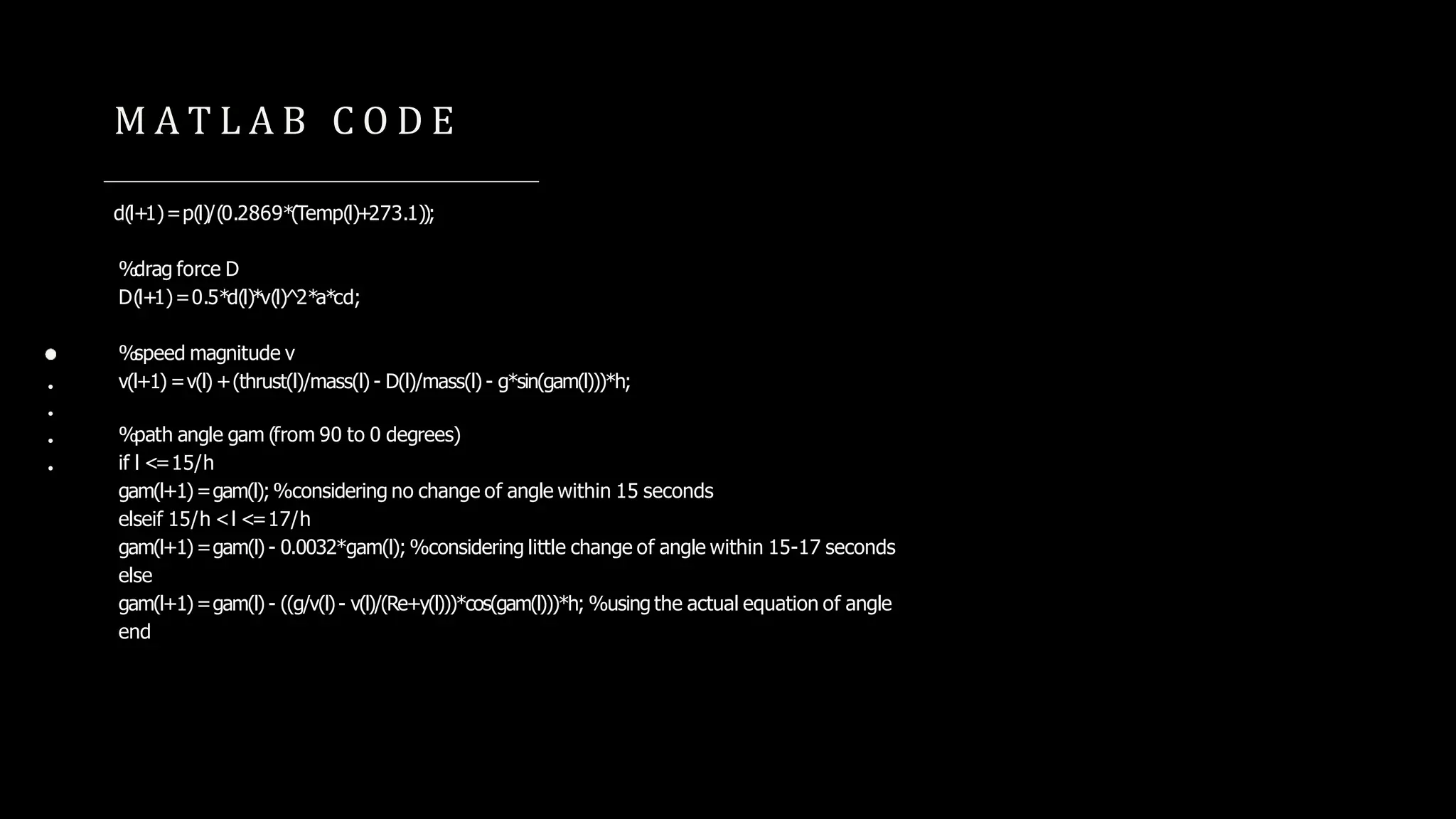 Finding The Trajectory Of A Space Shuttle Model Using Matlab Code Ppt